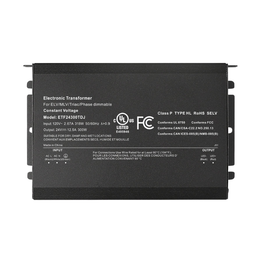 Dimmable LED Driver, 300W AC 120V to DC 24V Transformer, Triac / ELV ...